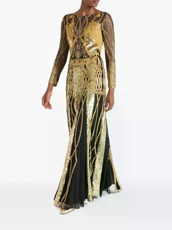 TEMPERLEY LONDON Perseus Tattoo Sequin-embellished Dress