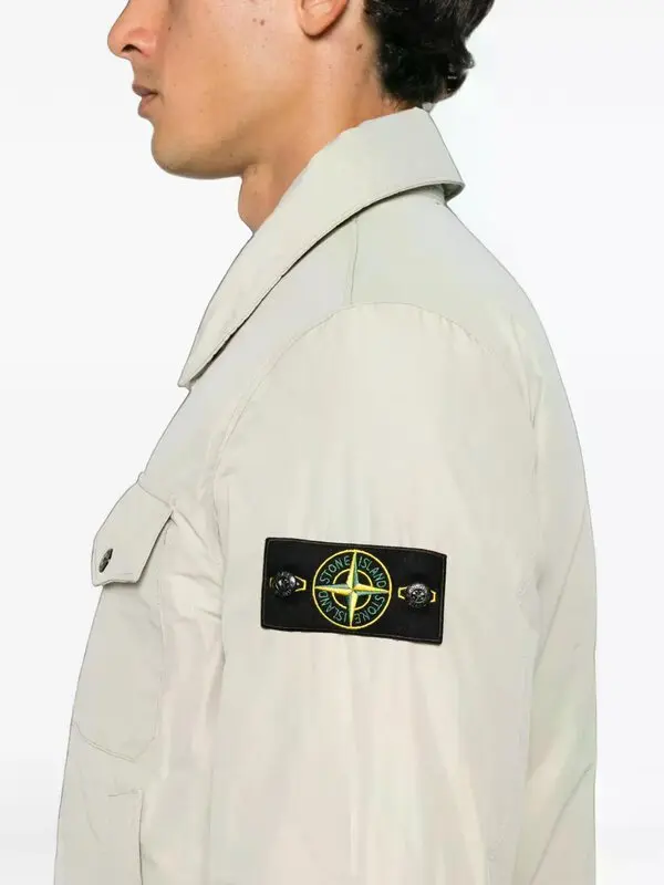 Stone Island Logo-patch Button-up Jacket - Neutrals