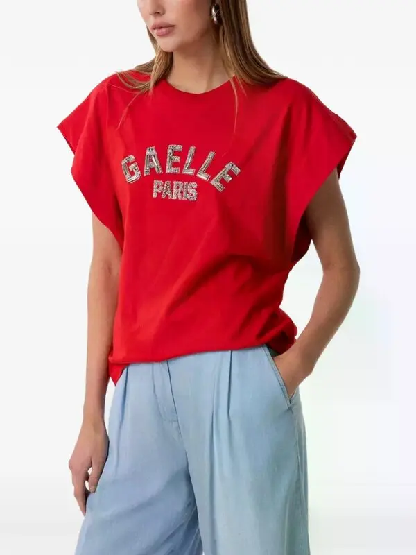 GAELLE PARIS Sequin-logo T-shirt