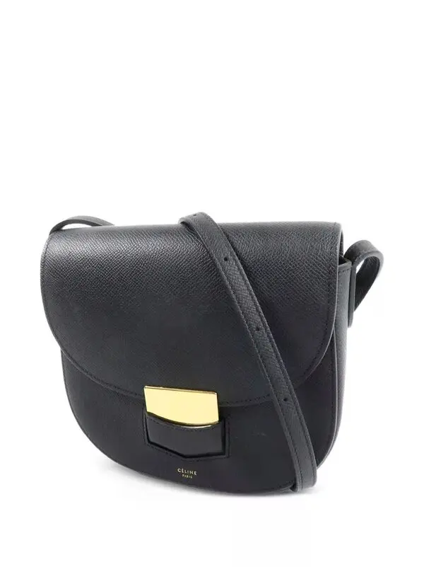 Celine Trotteur Leather Shoulder Bag - Black
