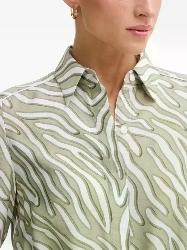 MARC AUREL Zebra-print Three-quarter-sleeve Shirt