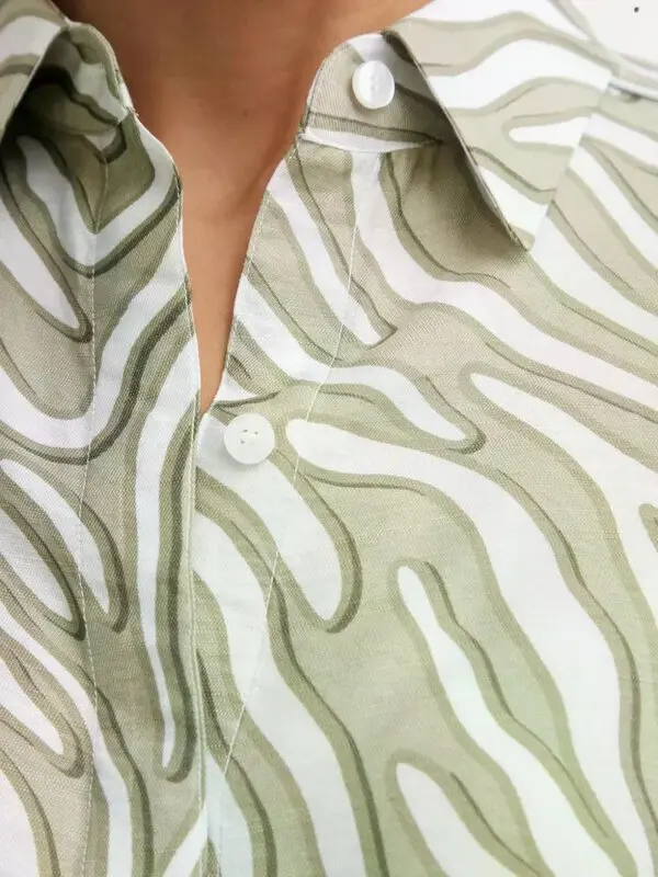 MARC AUREL Zebra-print Three-quarter-sleeve Shirt