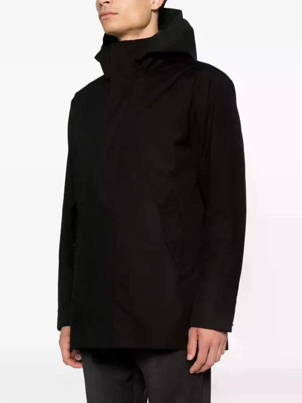 ON THE BUND Hooded Zip-up Coat - Black