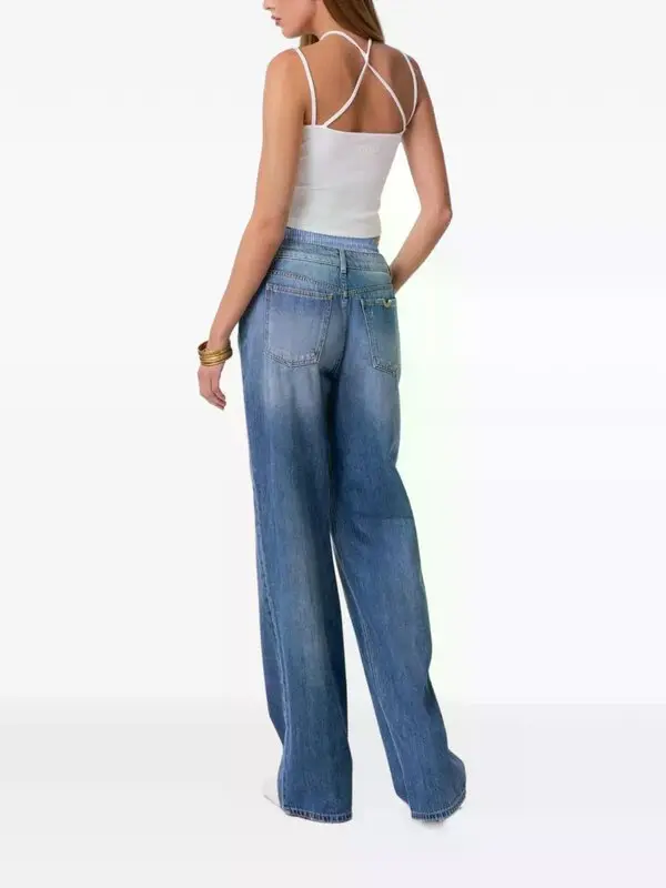 GAELLE PARIS Distressed Drawstring-waist Jeans