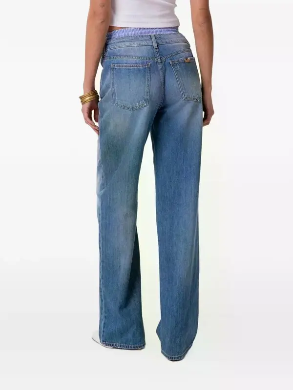 GAELLE PARIS Distressed Drawstring-waist Jeans