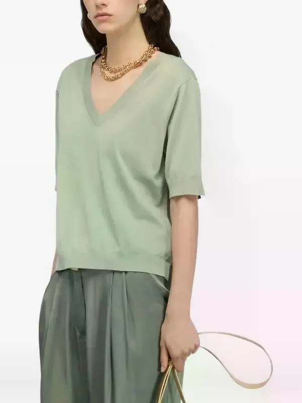 SEMICOUTURE V-neck Short-sleeved Sweater