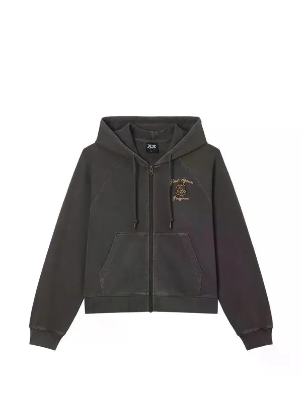 FINGERCROXX Logo-embroidered Zip-up Hoodie