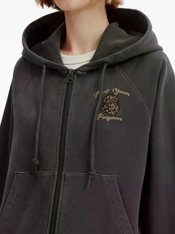 FINGERCROXX Logo-embroidered Zip-up Hoodie