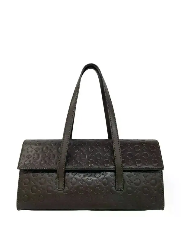 Celine 2000 C Macadam Embossed Leather Handbag - Brown
