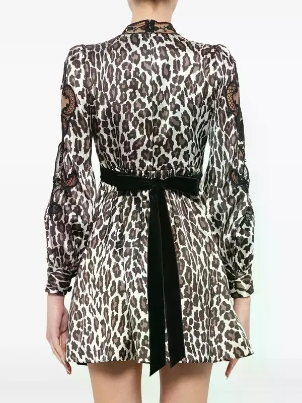 Marc Jacobs Leopard-print Lace-panel Minidress - Neutrals
