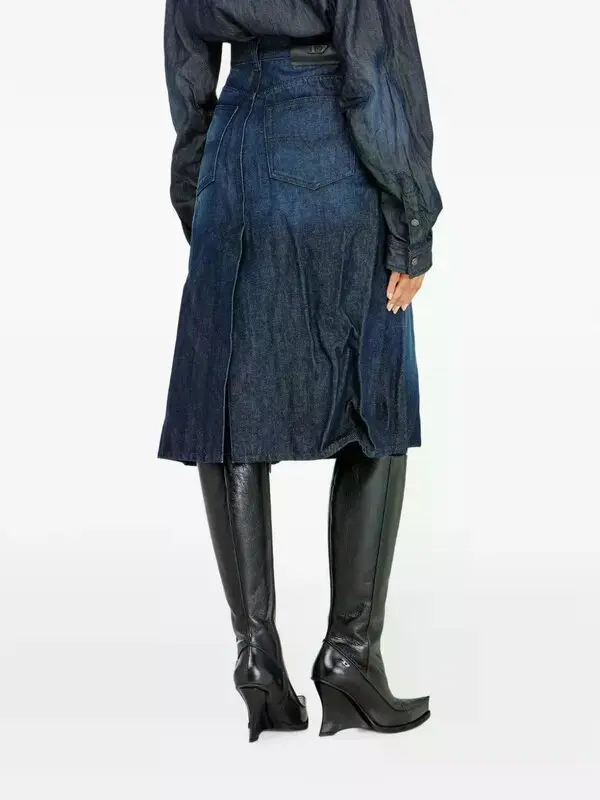 DIESEL® Midi Skirt In Creased Denim