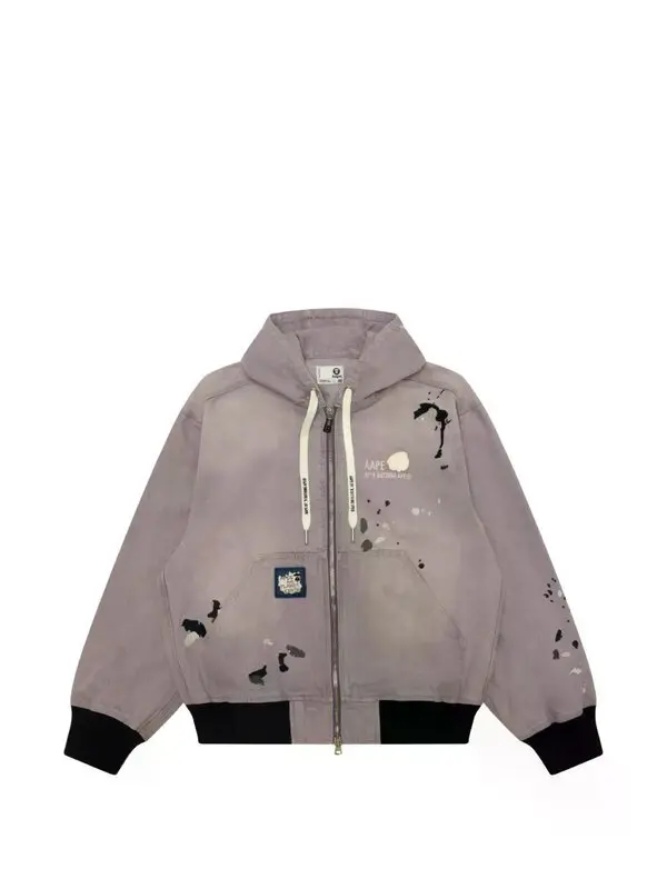 AAPE BY *A BATHING APE Paint-splatter Drawstring-hood Jacket - Grey