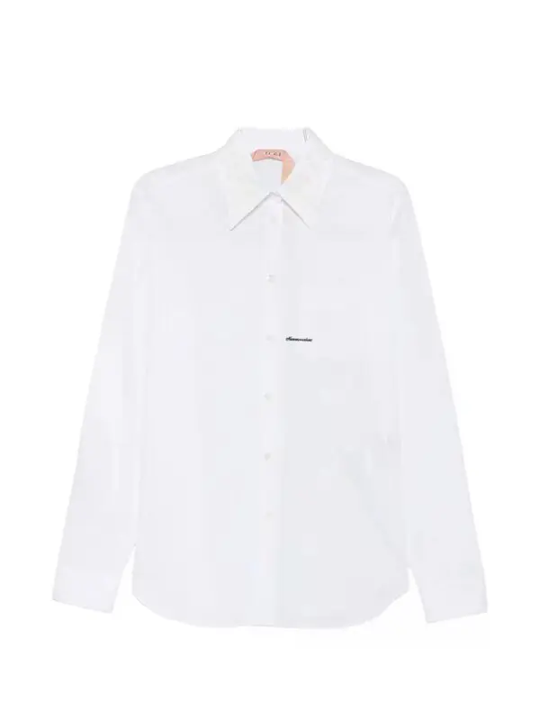N°21 Floral-embroidered Logo-print Shirt