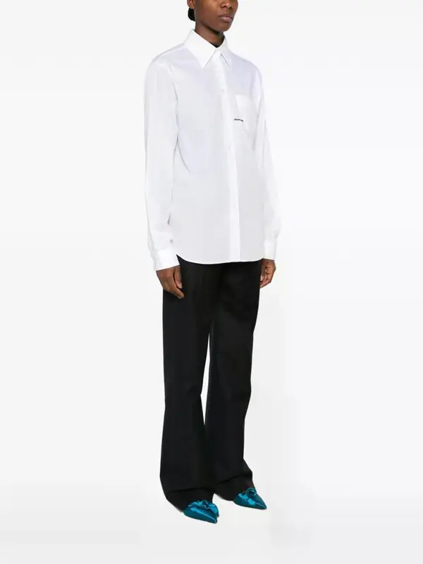 N°21 Floral-embroidered Logo-print Shirt