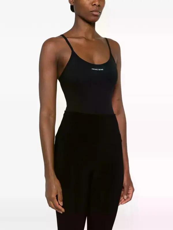 ANINE BING Barbara Logo-print Scoop-neck Bodysuit