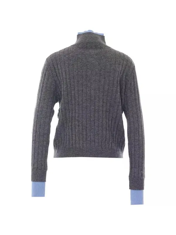 ELE Ribbed-knit Button-up Sweater