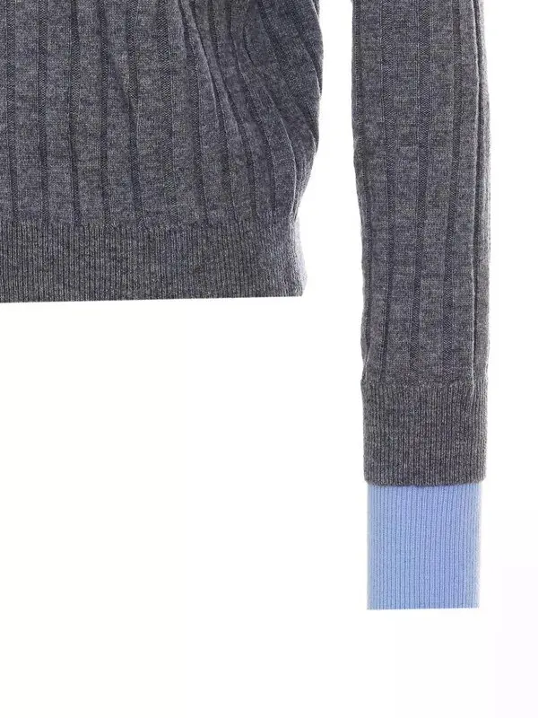 ELE Ribbed-knit Button-up Sweater