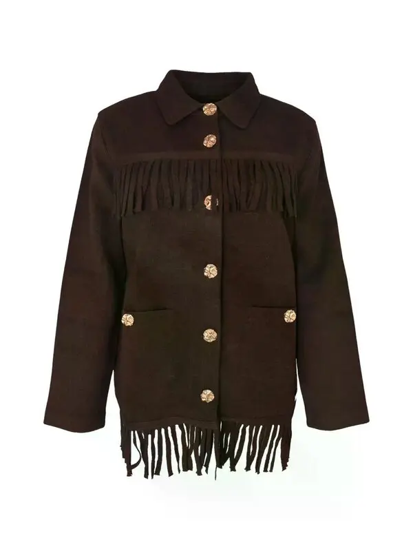 IZAAK AZANEI Fringe-detail Button-up Jacket