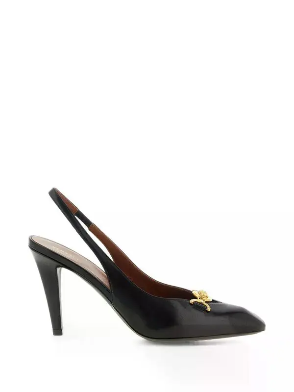 Versace La Medusa Leather Slingback Pumps - Black