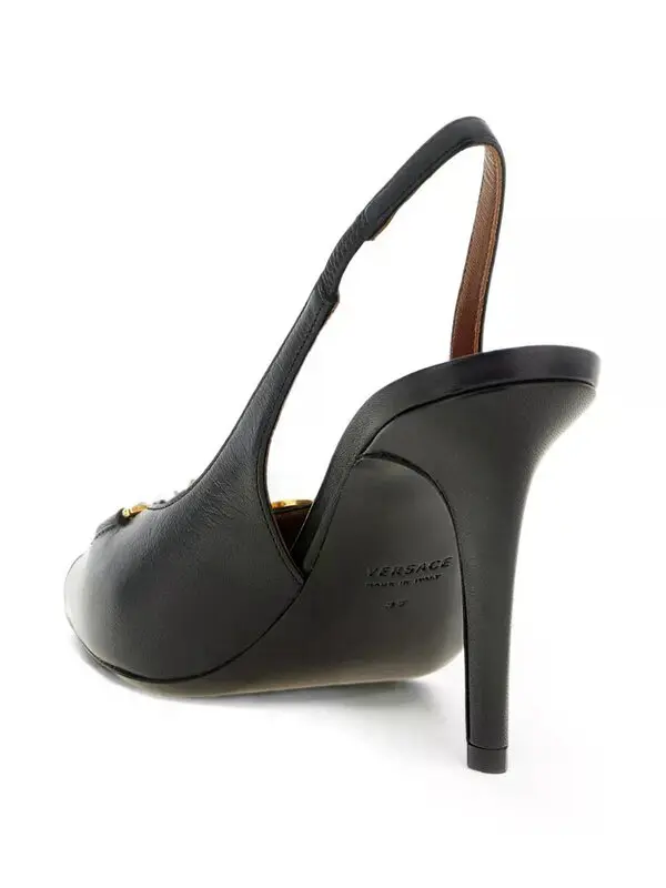 Versace La Medusa Leather Slingback Pumps - Black