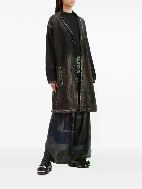 Y’s Faded-effect Patch-pocket Coat