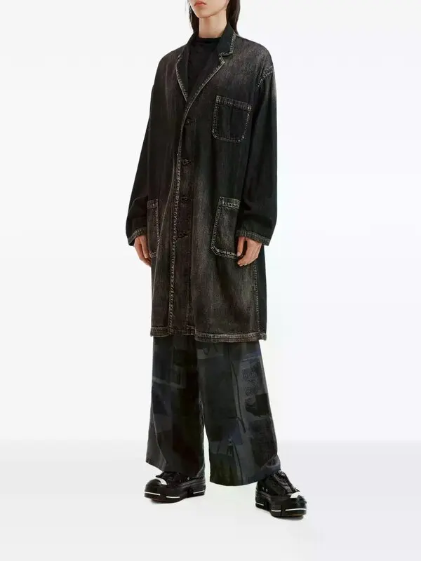 Y’s Faded-effect Patch-pocket Coat