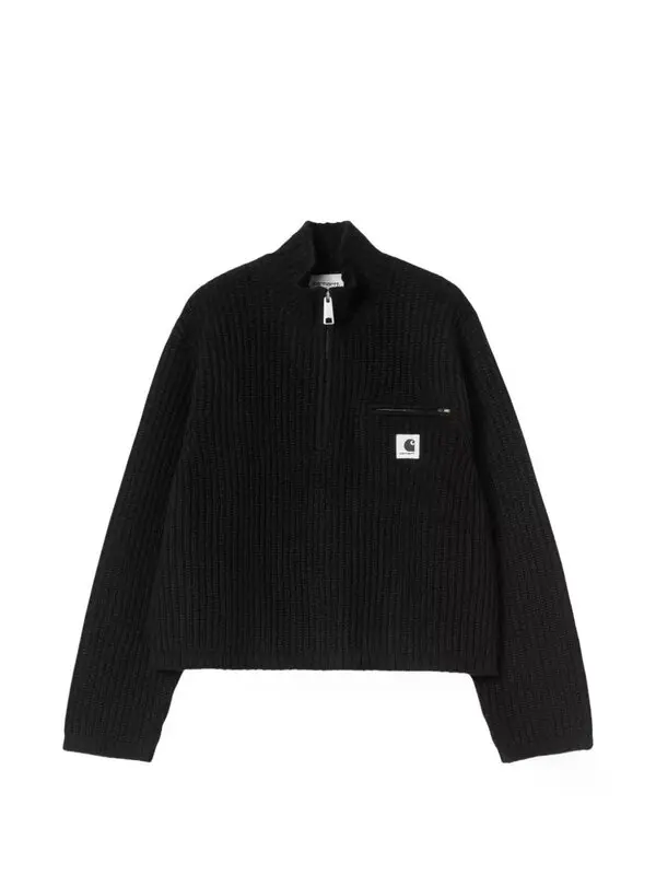 Carhartt Work In Progress Detroit Ribbed-knit Half-zip Sweater - Black
