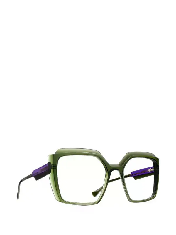 CAROLINE ABRAM Philomene Geometric-frame Glasses - Green