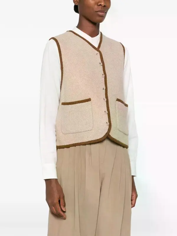 MOISMONT Contrast-trim Sleeveless Cardigan