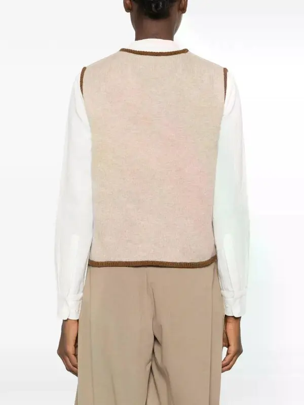 MOISMONT Contrast-trim Sleeveless Cardigan