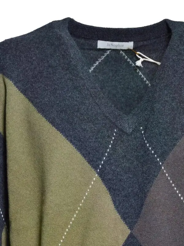 JCSOPHIE Argyle V-neck Sweater