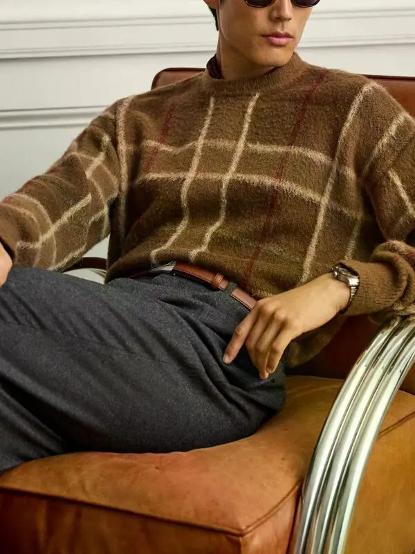 Ralph Lauren Purple Label Plaid-pattern Sweater