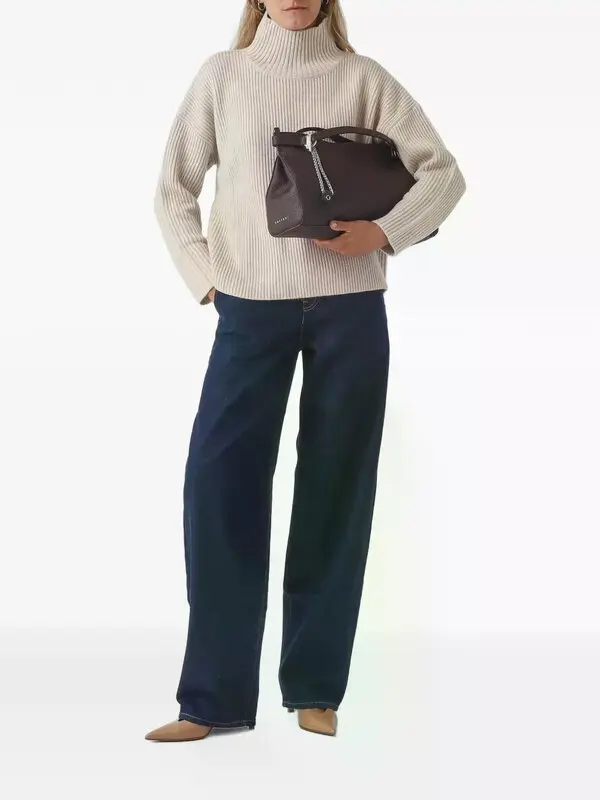 Orciani Midi Grained Leather Tote Bag