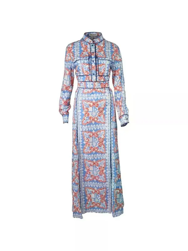 Valentino Garavani Logo-print Belted Dress - Blue