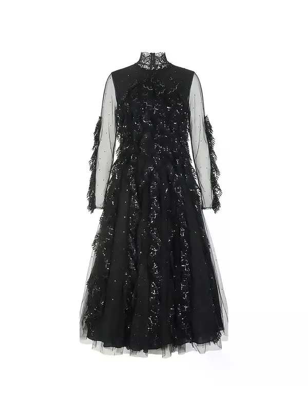 Valentino Garavani Sequin-embellished Ruffled Midi Dress - Black