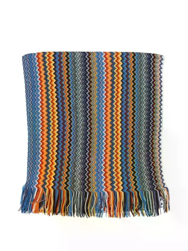 Missoni Zigzag-pattern Knit Fringed Scarf