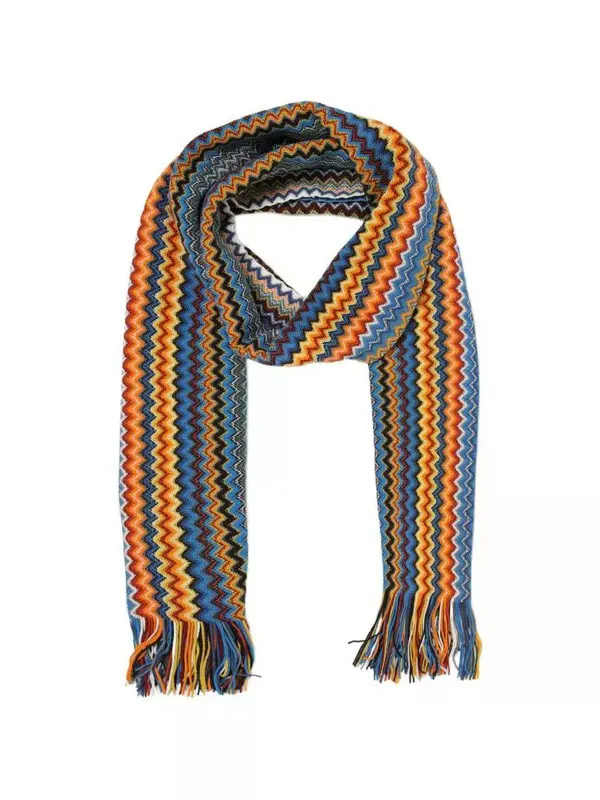 Missoni Zigzag-pattern Knit Fringed Scarf