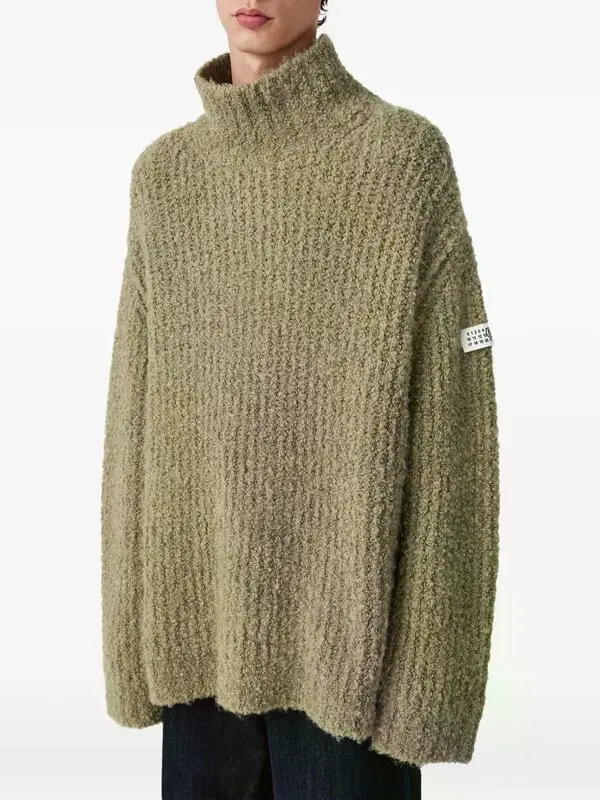 MAISON MARGIELA Bouclé-knit Turtleneck Sweater - Green