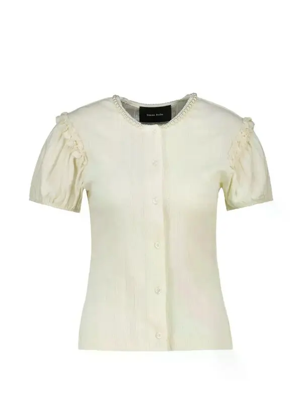 Simone Rocha Pointelle Puff-sleeve Blouse