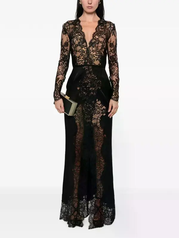 Elie Saab Lace-panelled Floor-length Maxi Dress