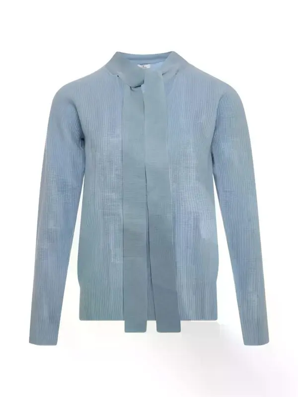FRACOMINA Pussy-bow Ribbed-knit Sweater - Blue