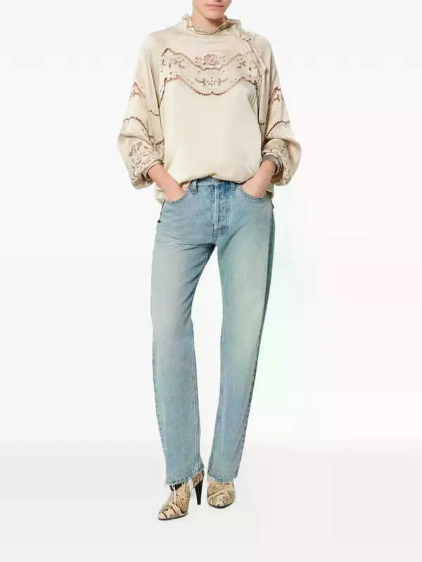 Isabel Marant Étoile Enelia Silk Satin Broderie Anglaise Blouse