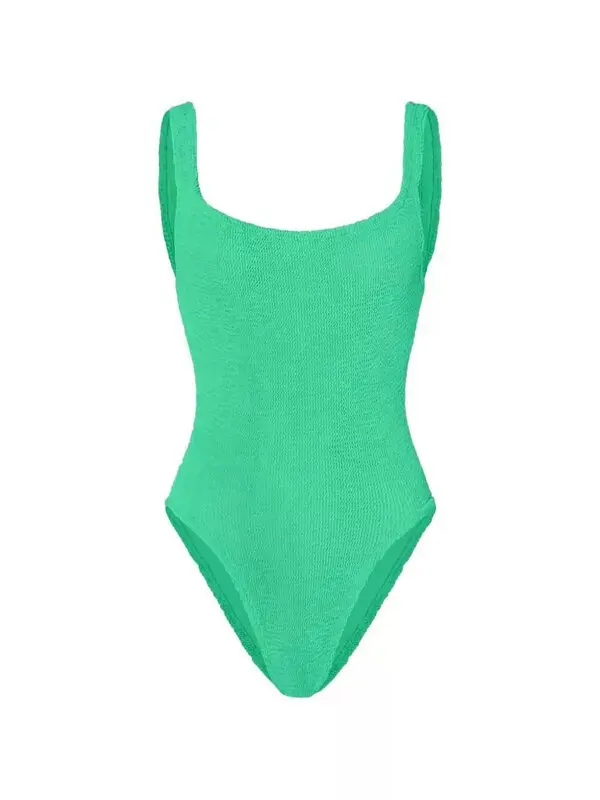 Hunza G Square Neck Crinkle-effect Swimsuit - Green
