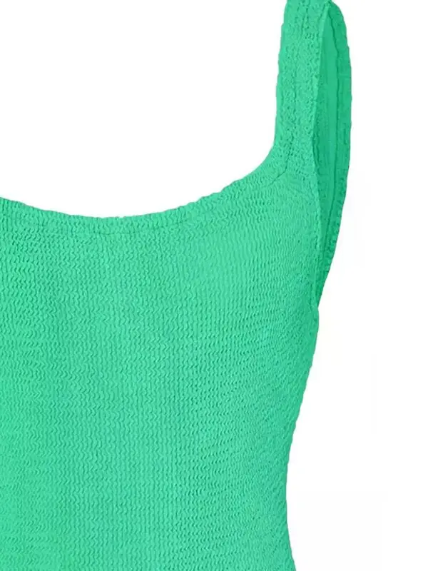 Hunza G Square Neck Crinkle-effect Swimsuit - Green