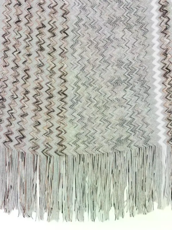 Missoni Zigzag-knit Fringed Scarf - Grey