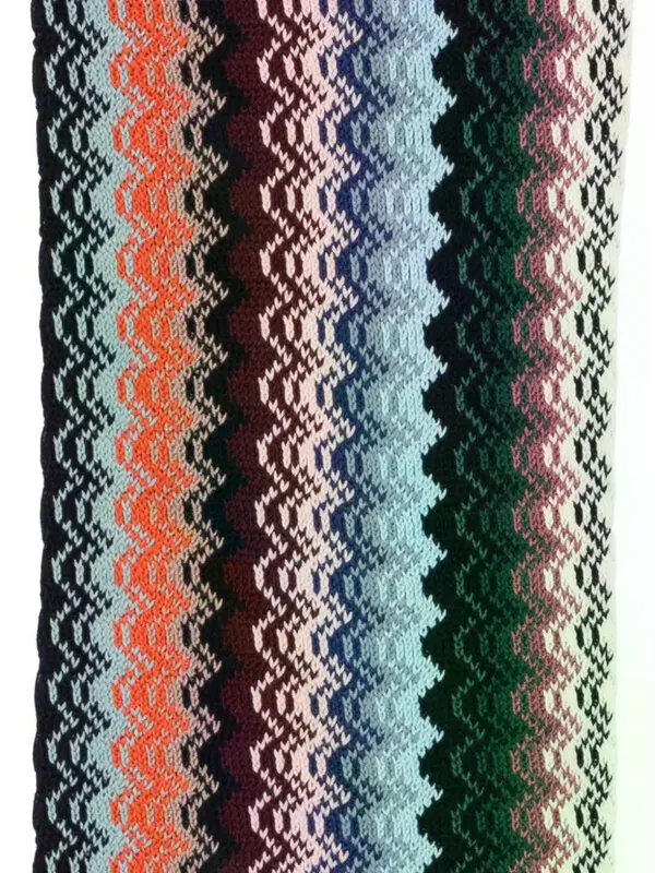 Missoni Zigzag-knit Fringed Scarf - Blue