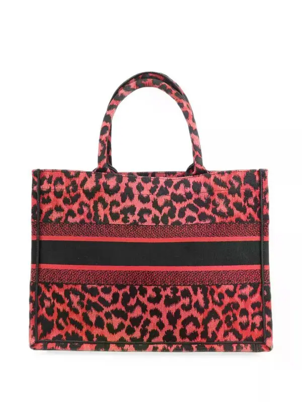 Dior Medium Book Tote Leopard-print Tote Bag - Red