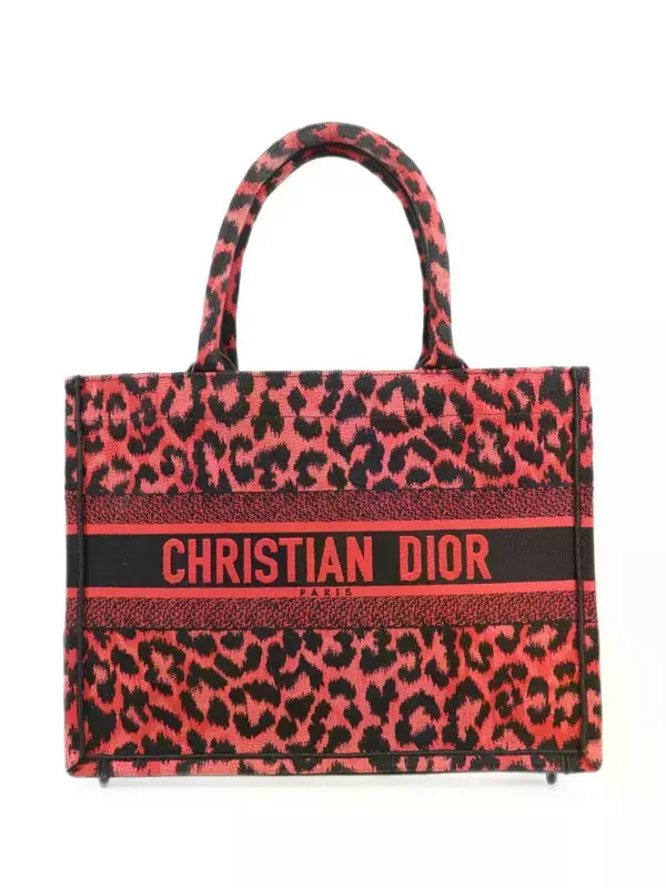 Dior Medium Book Tote Leopard-print Tote Bag - Red