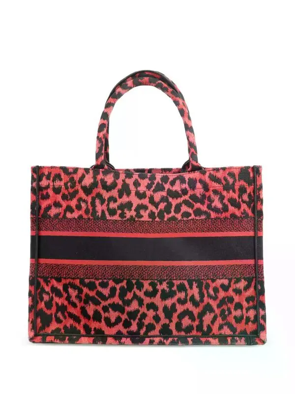 Dior Medium Book Tote Leopard-print Tote Bag - Red