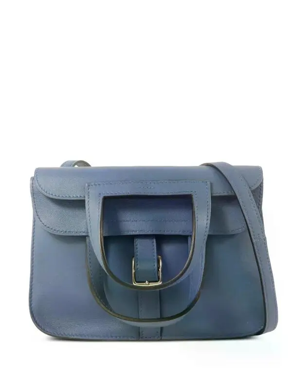 Hermès Mini Halzan Leather Shoulder Bag - Blue